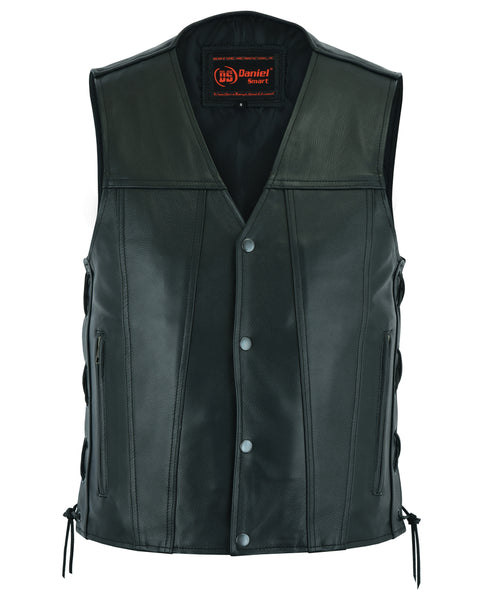 Wholesale Men's Leather Vests | DS105 Men's Single Back Panel Vest ...