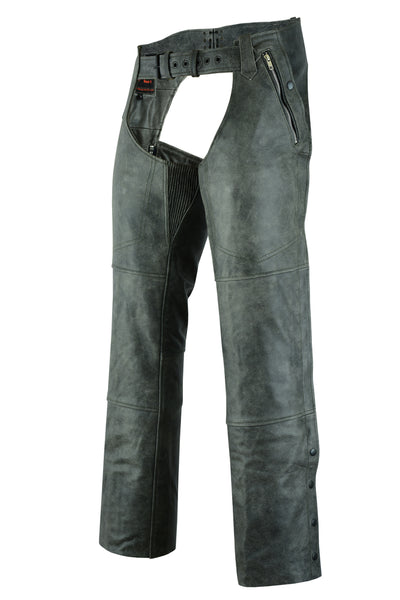 Unisex Double Deep Pocket Thermal Lined Chaps - GRAY - Pro-Rider Leathers